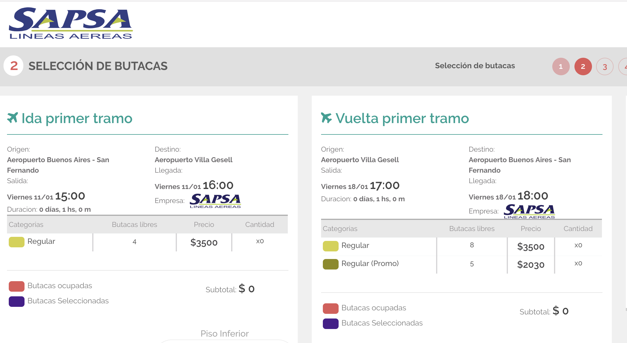 Sapsa y sus vuelos a Villa Gesell