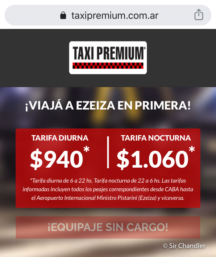 Precios a Ezeiza en Taxi, Uber y Cabify - Sir Chandler