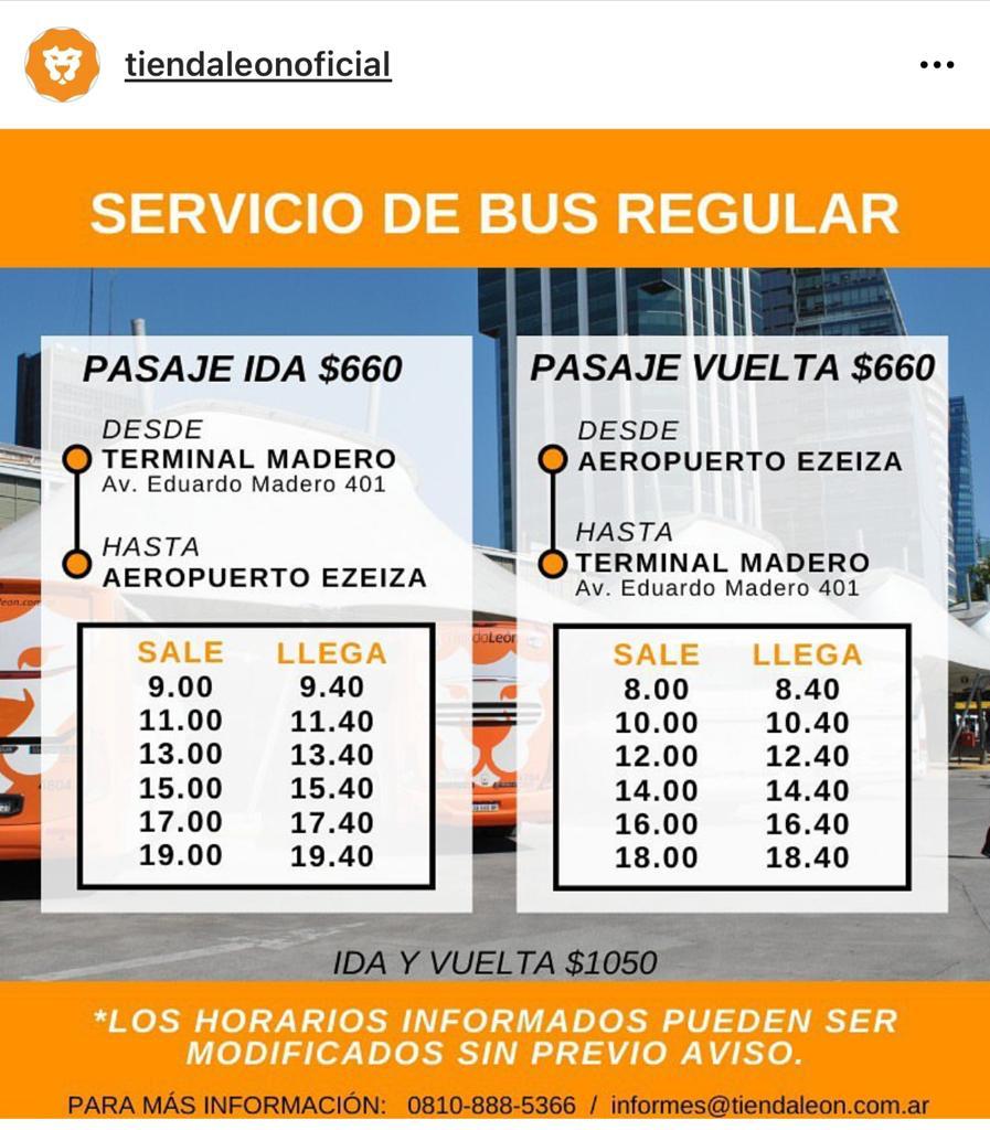 Tienda León retoma el servicio de buses entre Ezeiza y el centro de ...