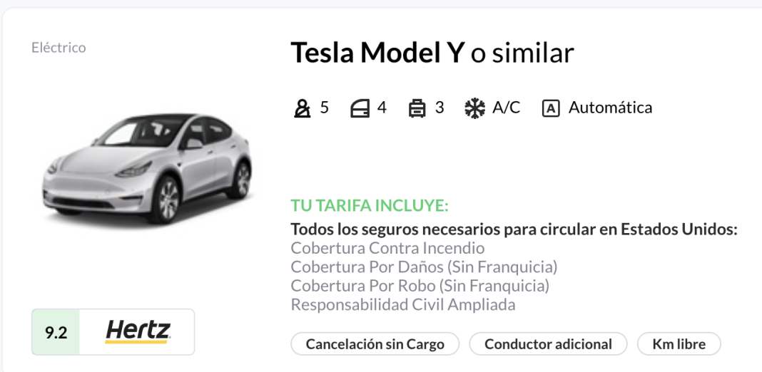 La retención en la tarjeta de crédito del alquiler del Tesla en Miami ...