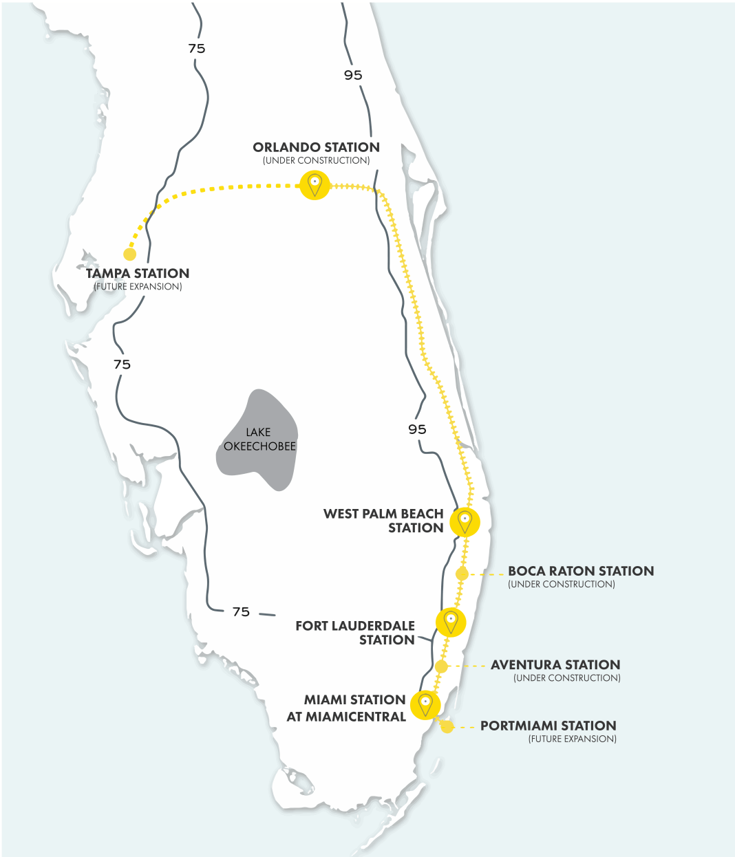 El futuro tren entre Miami y Orlando inaugura las estaciones en ...