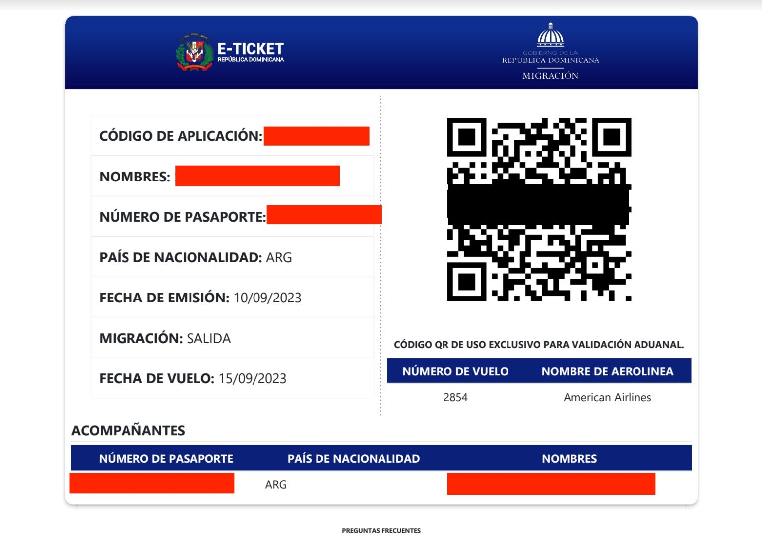 El formulario necesario para entrar y salir de República Dominicana ...