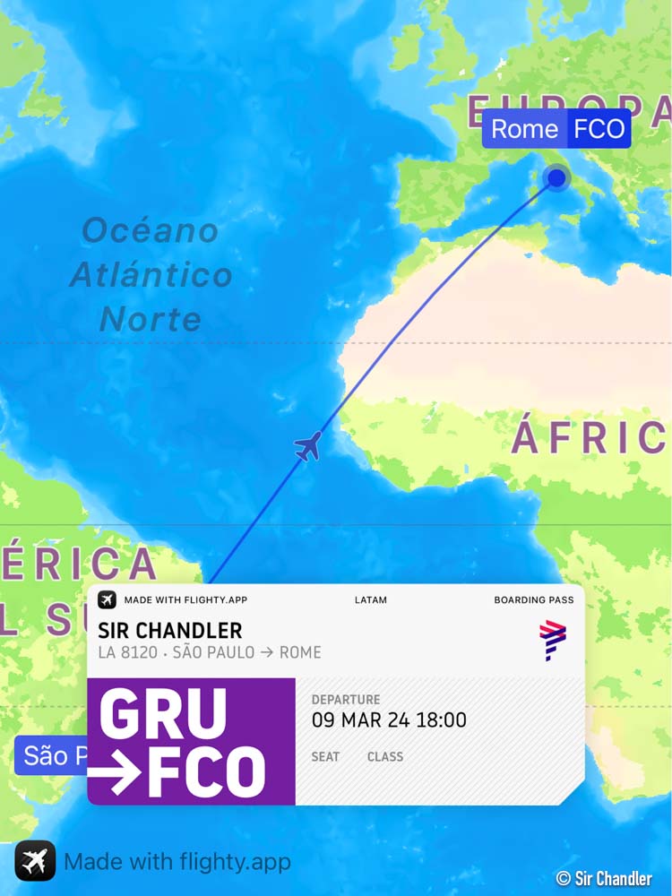 Volando a Roma con Latam vía San Pablo - Sir Chandler