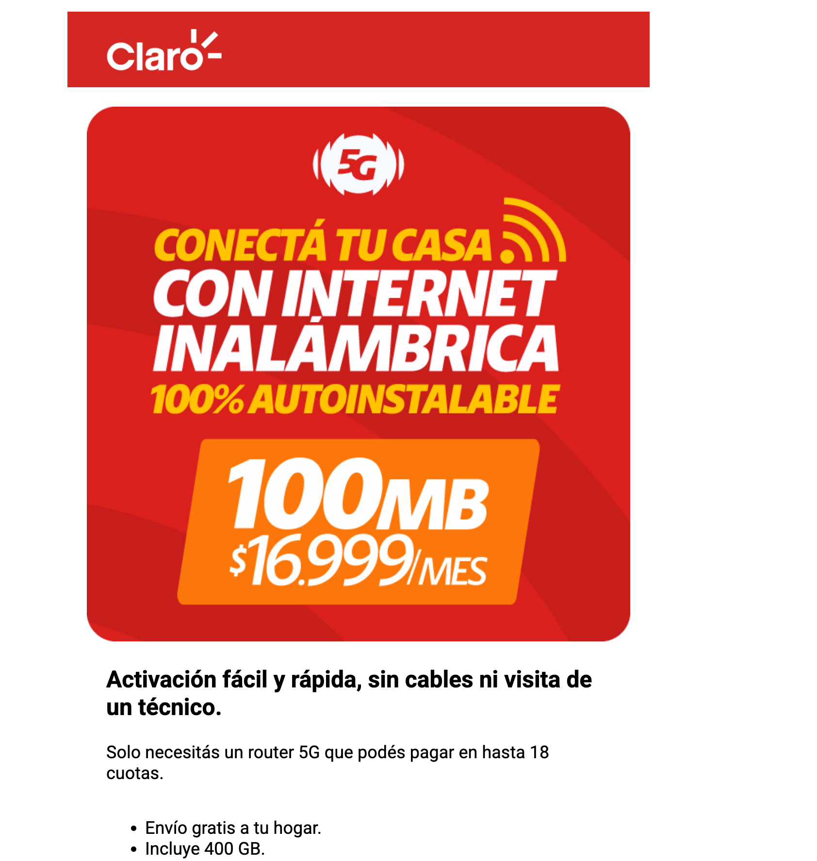 Claro promueve tibiamente su internet residencial 5G - Sir Chandler